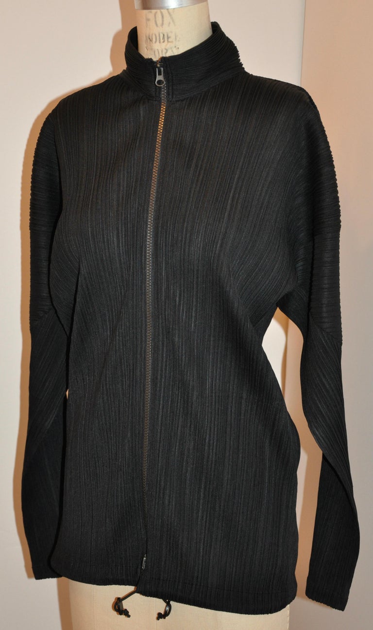 Issey Miyake "Limited Edition" Jet-Black High-Collared, 2-Way Zipper ...