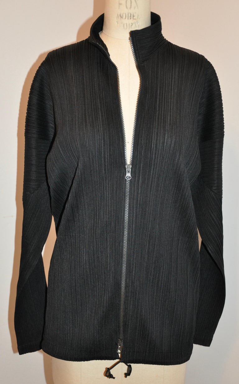 Issey Miyake "Limited Edition" Jet-Black High-Collared, 2-Way Zipper ...