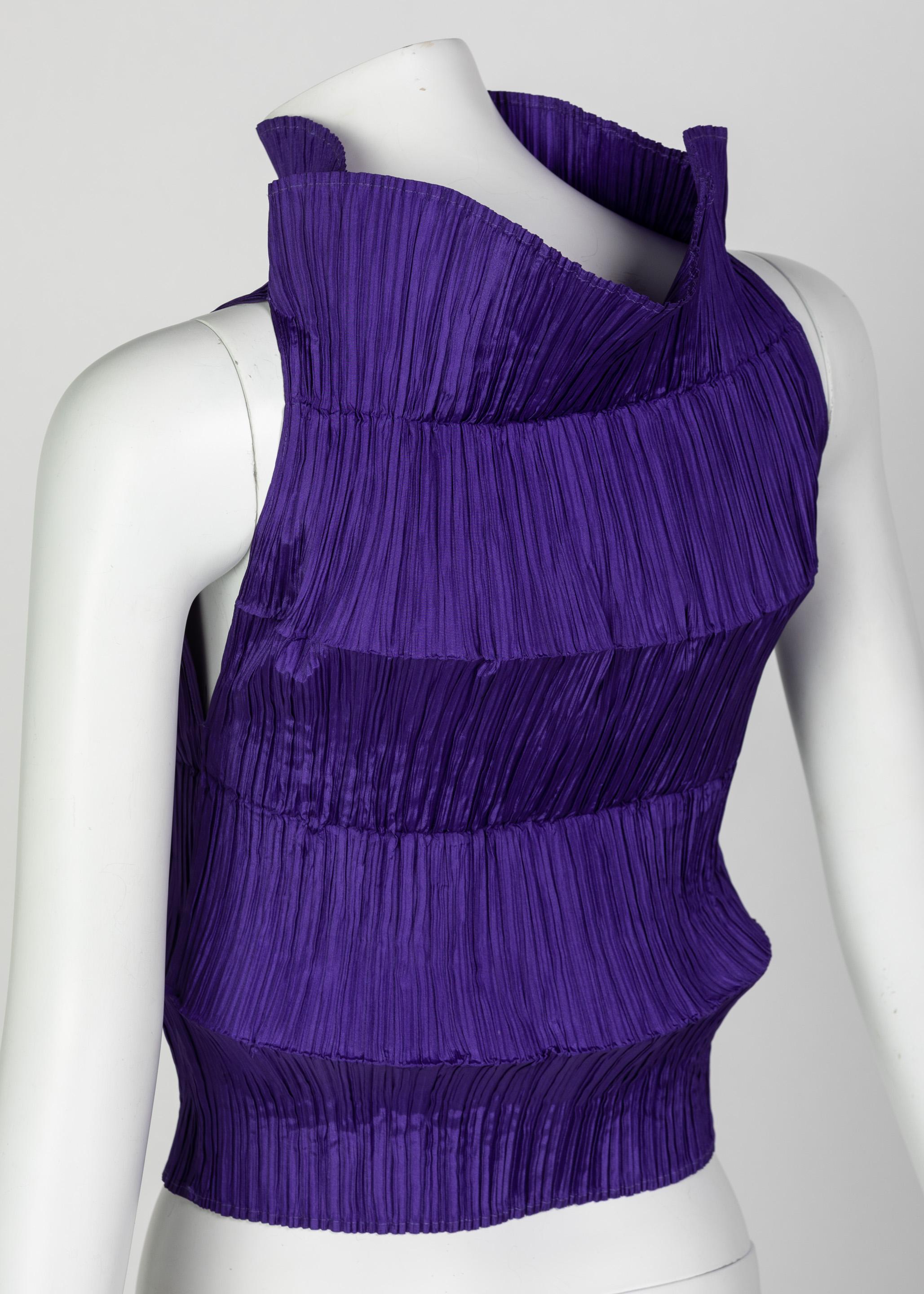 Issey Miyake Sculptural Pleated Purple Sleeveless Top, 1990s at 1stDibs ...