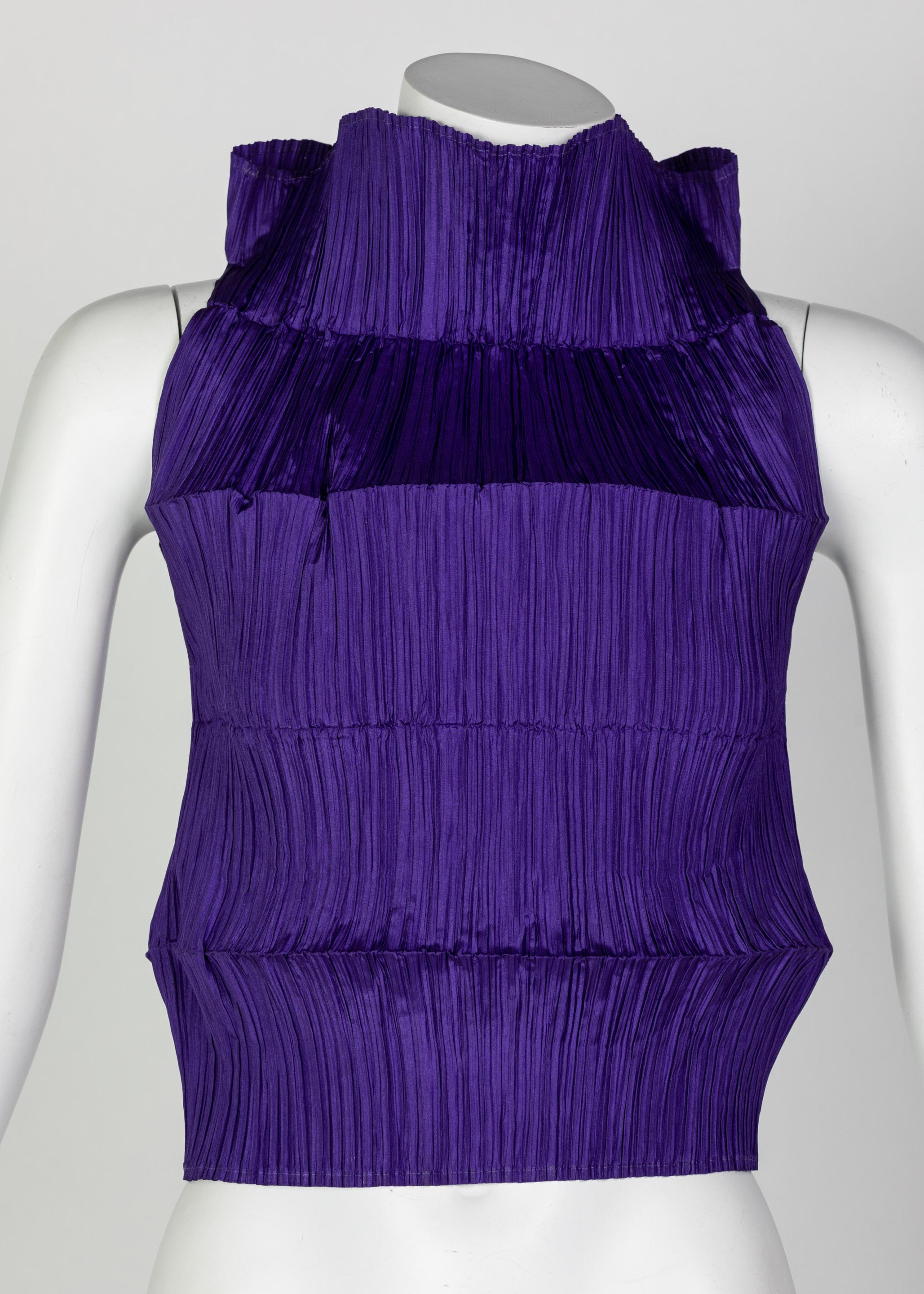Issey Miyake Sculptural Pleated Purple Sleeveless Top, 1990s at 1stDibs ...