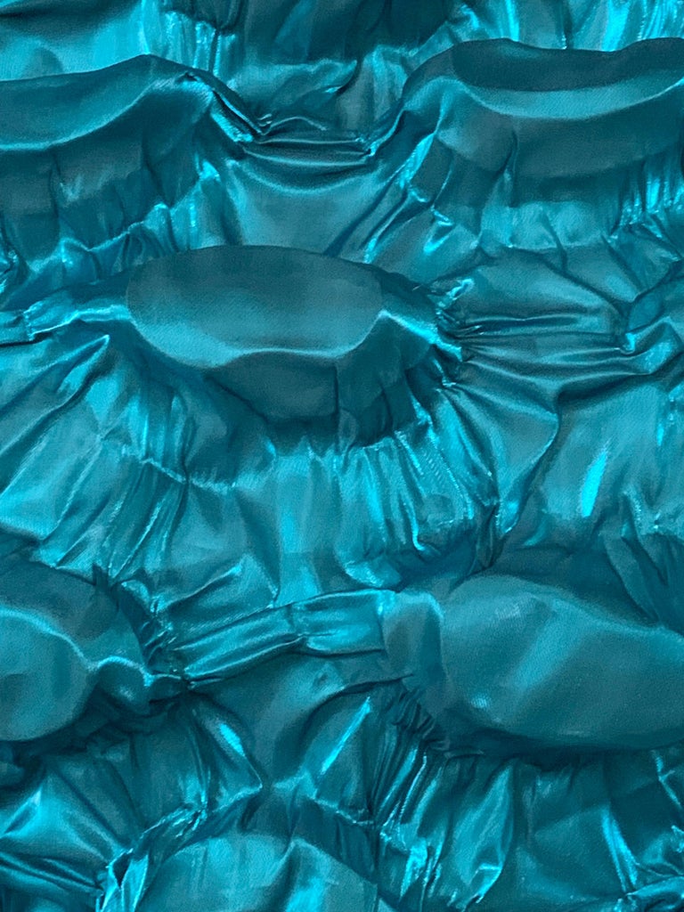 Issey Miyake Teal Blue Egg Carton Circular Wrap or Shawl For Sale at ...