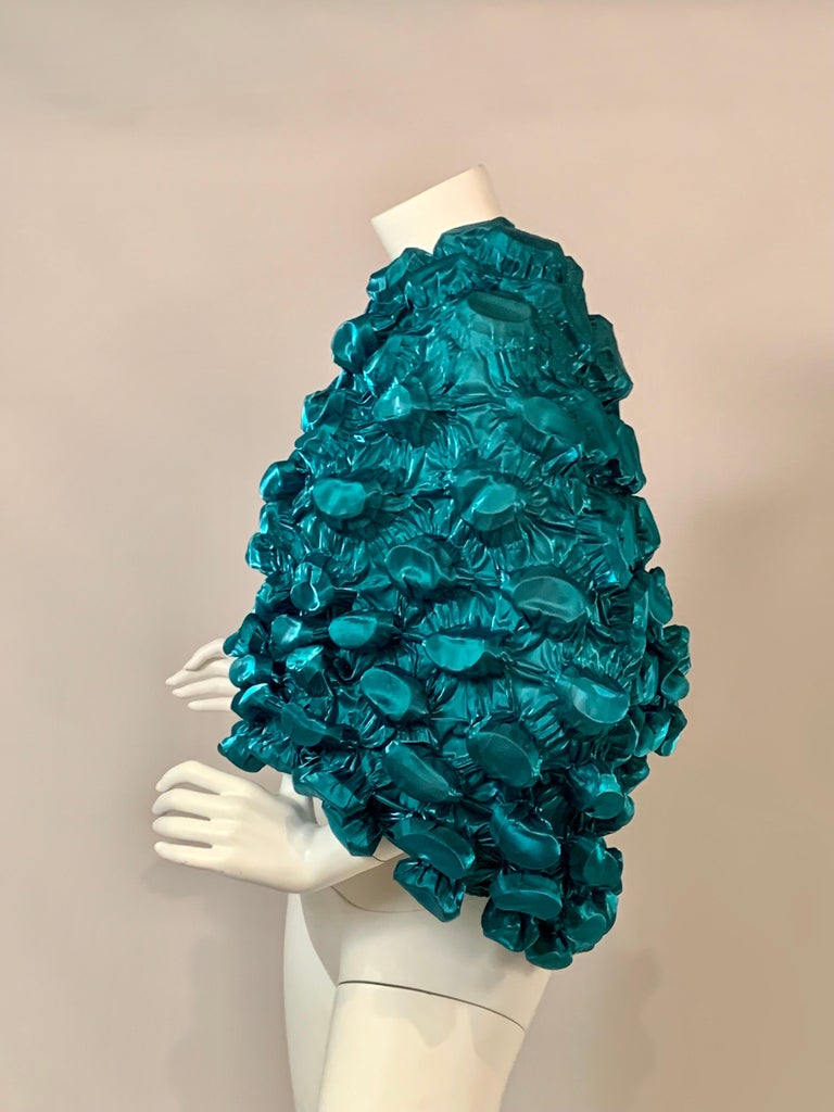 Issey Miyake Teal Blue Egg Carton Circular Wrap or Shawl For Sale at ...