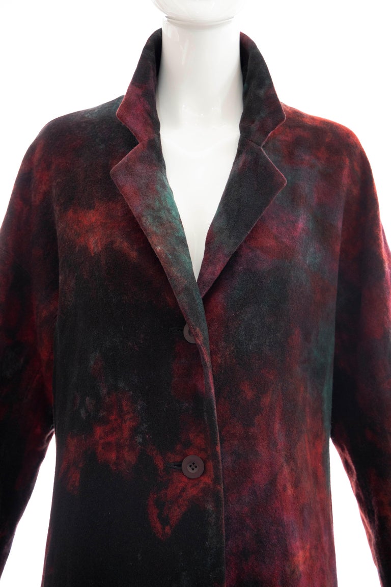 Issey Miyake Tie Die Wool Felt Button Front Silk Lined Coat, Circa ...