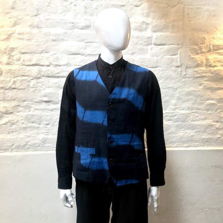 Issey Miyake Tie Dye Blue and Black Waistcoat For Sale at 1stDibs
