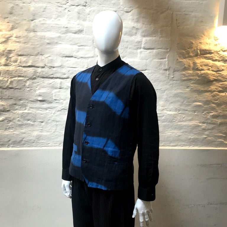 Issey Miyake Tie Dye Blue and Black Waistcoat For Sale at 1stDibs