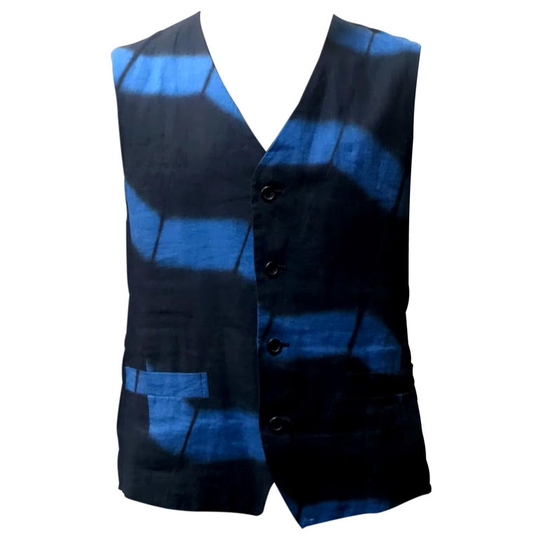 Issey Miyake Tie Dye Blue and Black Waistcoat For Sale at 1stDibs