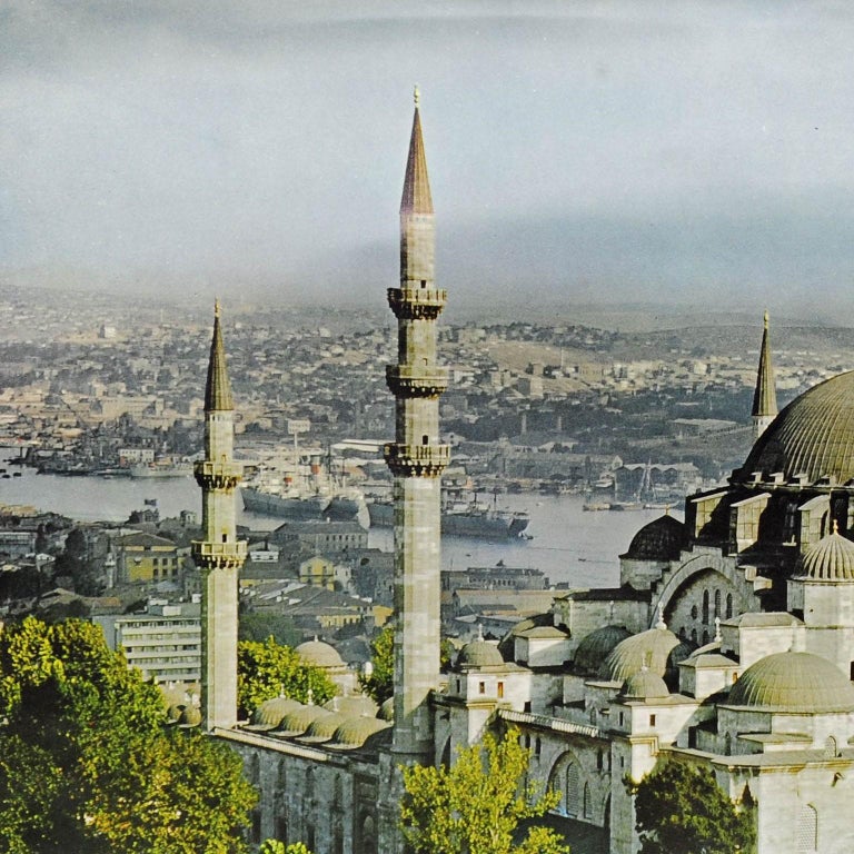 Istanbul Mosque University the Golden Horn Turkey Vintage Rollable Wall ...