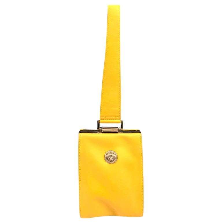 Istante by Gianni Versace yellow lambskin handbag For Sale at 1stDibs ...