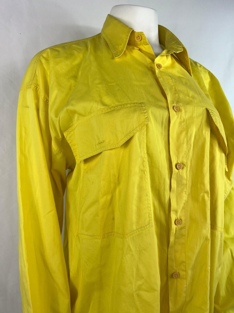 Istante Yellow Button Down Shirt, Size 50 For Sale at 1stDibs