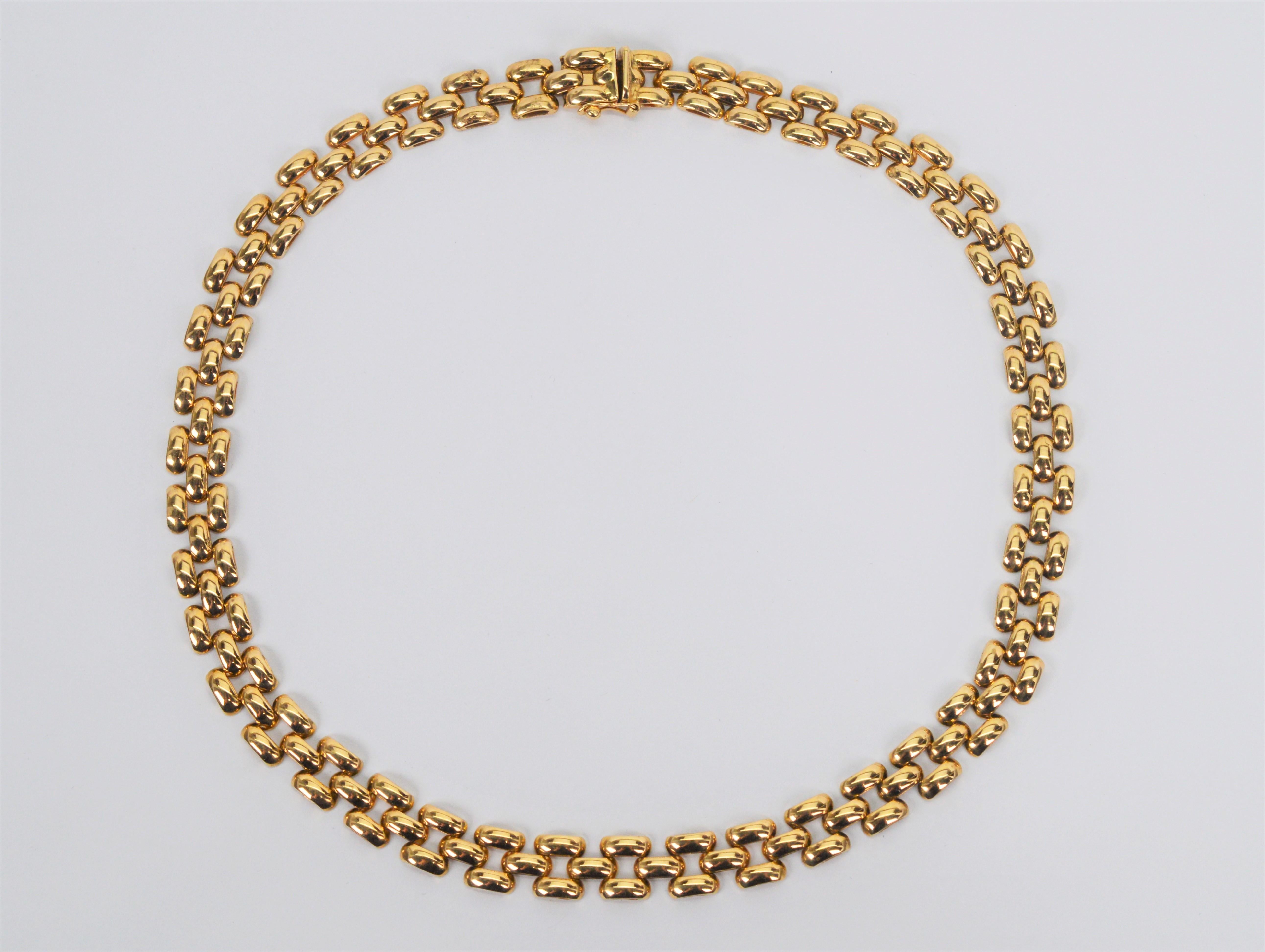 Italian 14 Karat Yellow Gold Phanter Chain Collar Necklace For Sale at ...