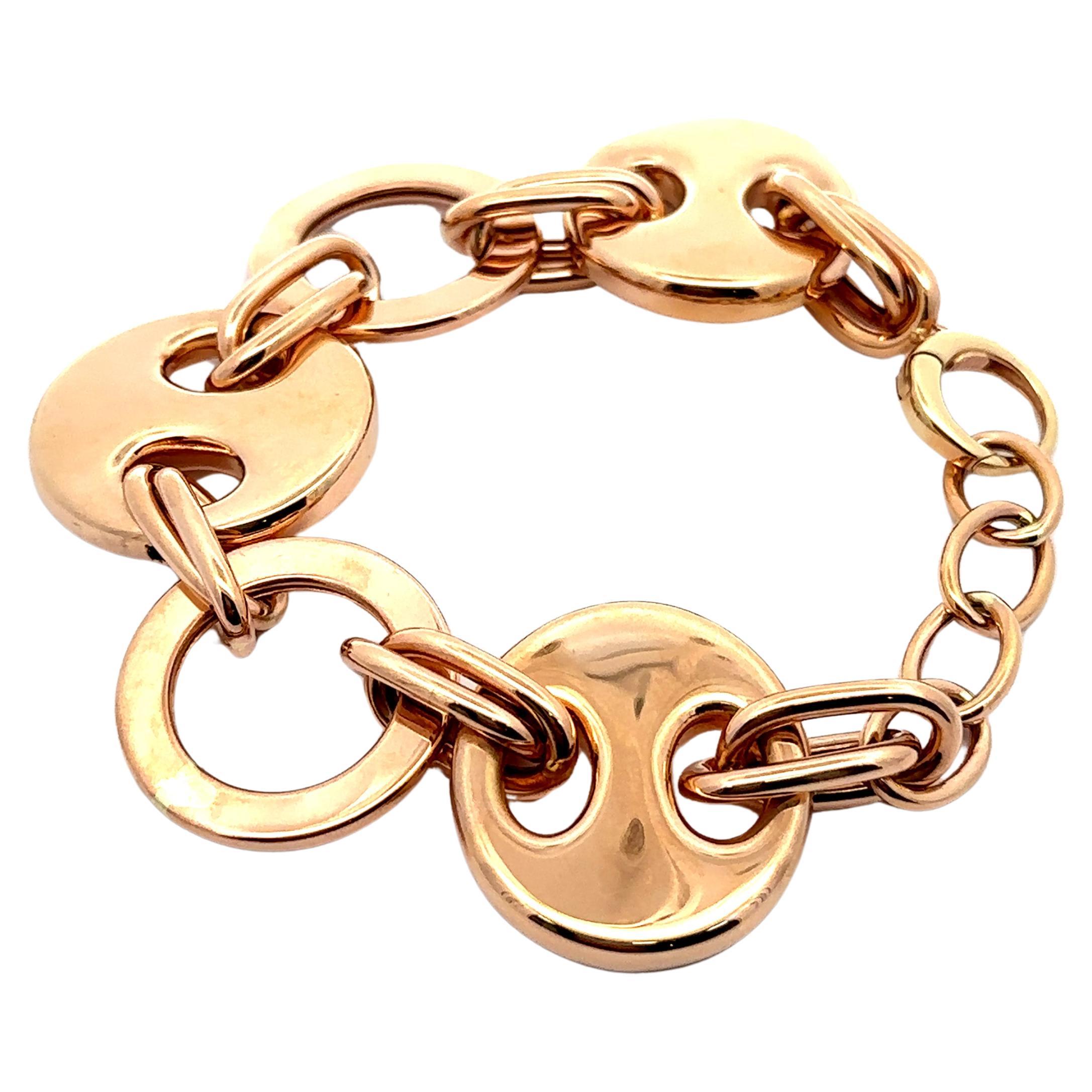 Italian 14k Rose Gold Puffed Design Large Polished Open Link Statement ...