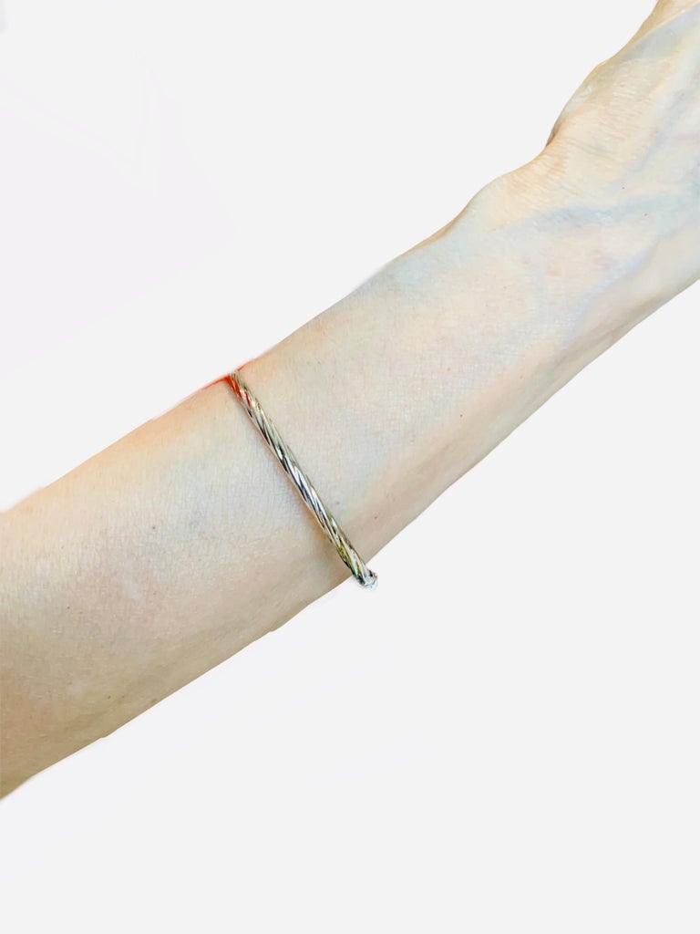 Italian 14k White Gold Rope like Bangle For Sale at 1stDibs