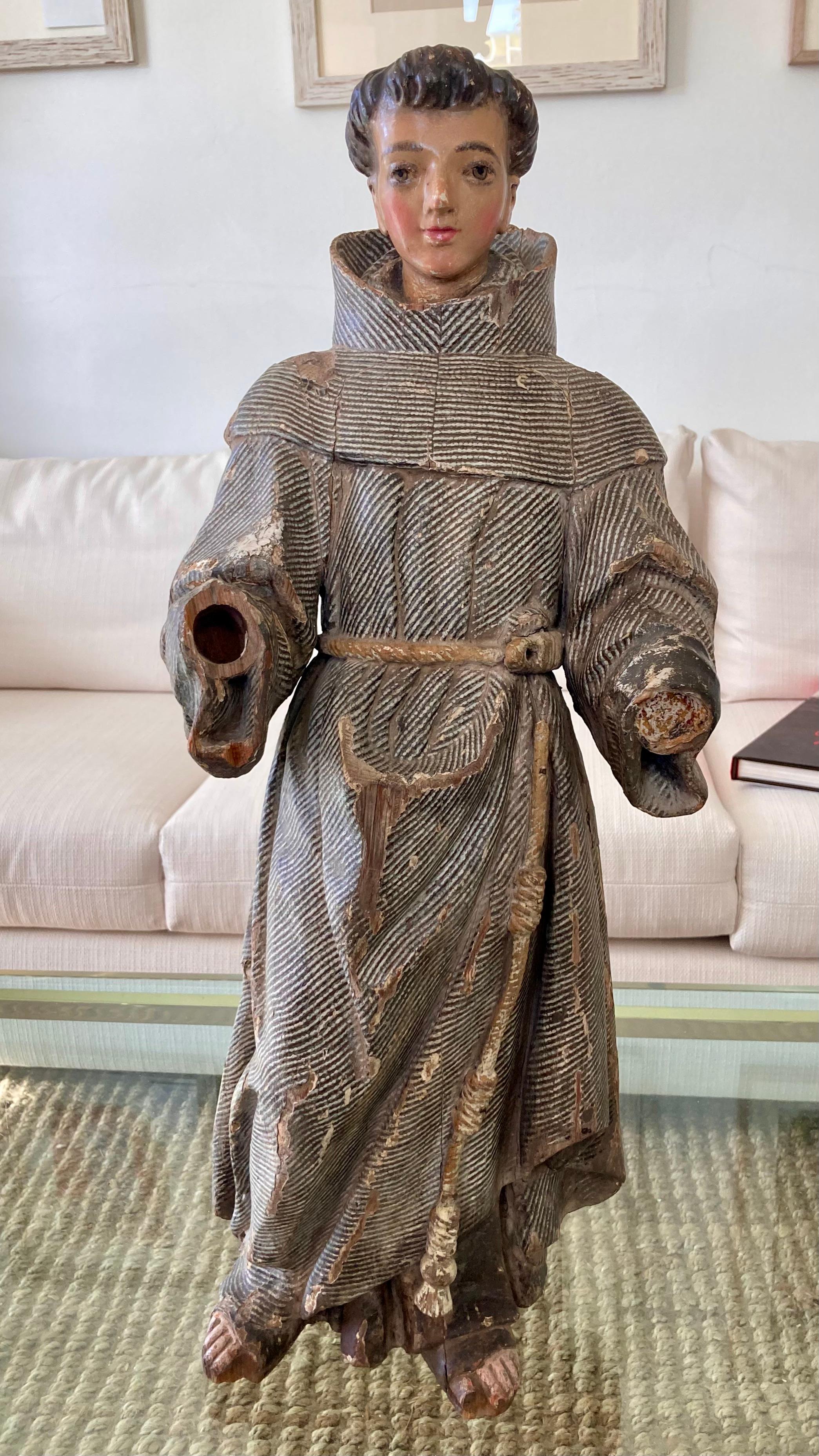 Italian 17th Century Carved Wood and Hand Painted Religious Figure For ...