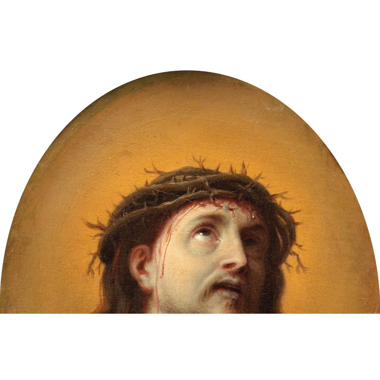 Italian 17th Century Oil on Canvas Head of Christ Crowned with Thorns, Mignard For Sale at 1stDibs