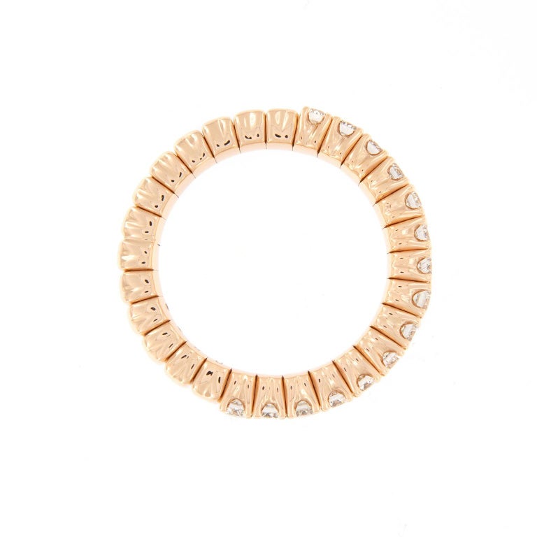 Italian 18 Karat Rose Gold Stretch Diamond Band Ring at 1stDibs ...
