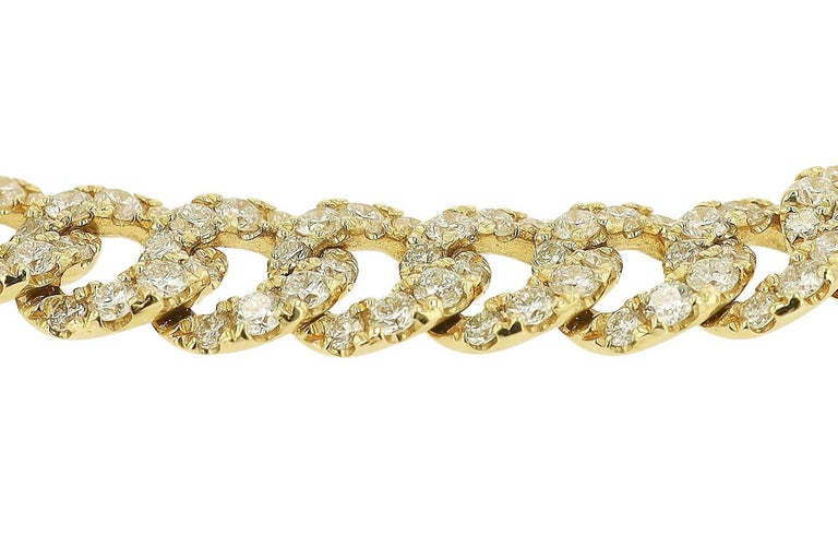 Italian 18.37 Carat Pavé Diamond and 14k Gold Cuban Link Necklace For ...