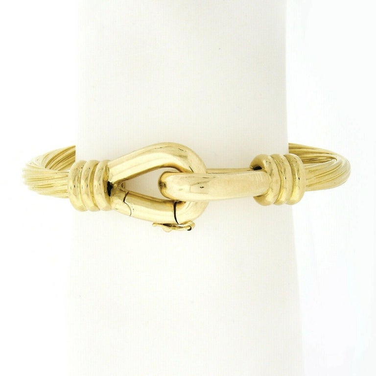 Italian 18k Gold Cable Design w/ Dual Interlocking Loops Bangle ...