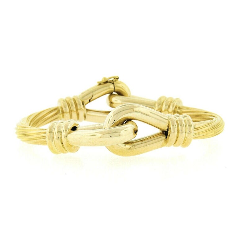 Italian 18k Gold Cable Design w/ Dual Interlocking Loops Bangle ...
