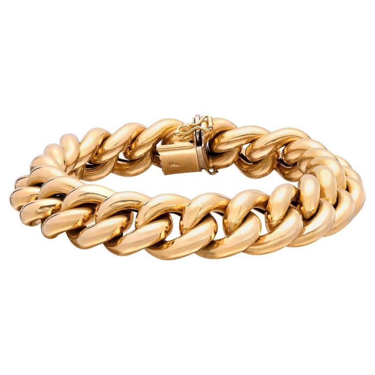 Italian 18k Gold Curb Link Bracelet at 1stDibs