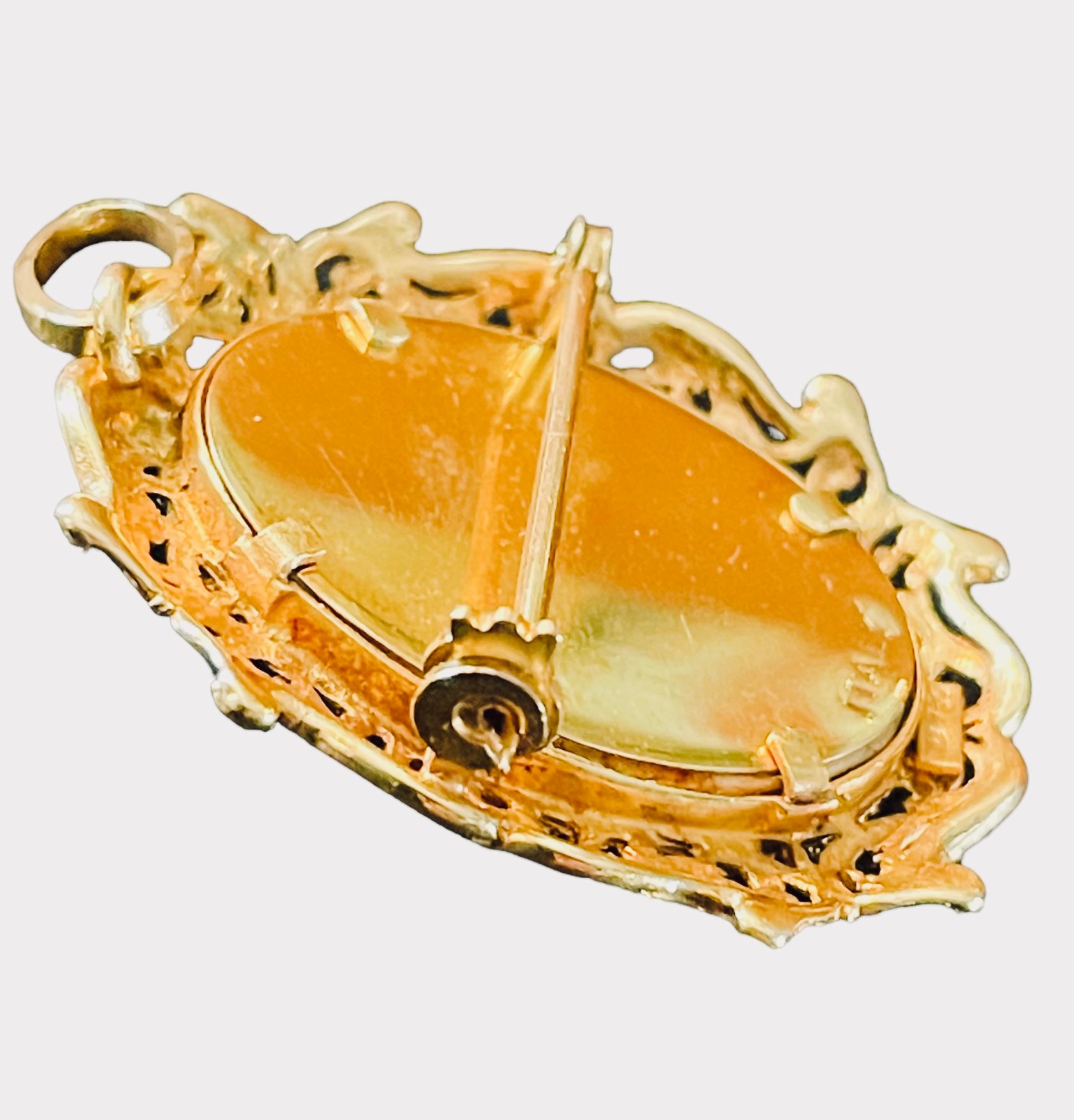 Italian 18K Gold Hand Painted Miniature Lady Portrait Brooch/Pendant ...