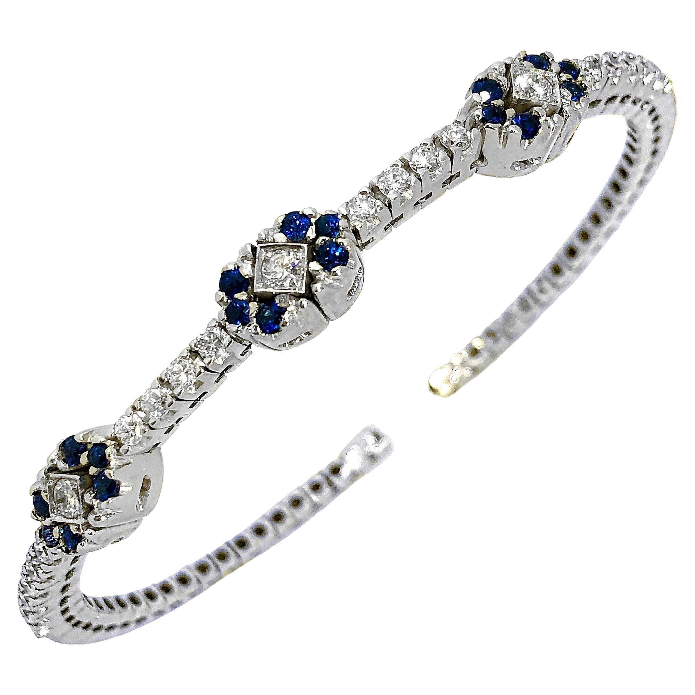 Sapphire and Diamond Gold Bangle Bracelet For Sale at 1stDibs ...