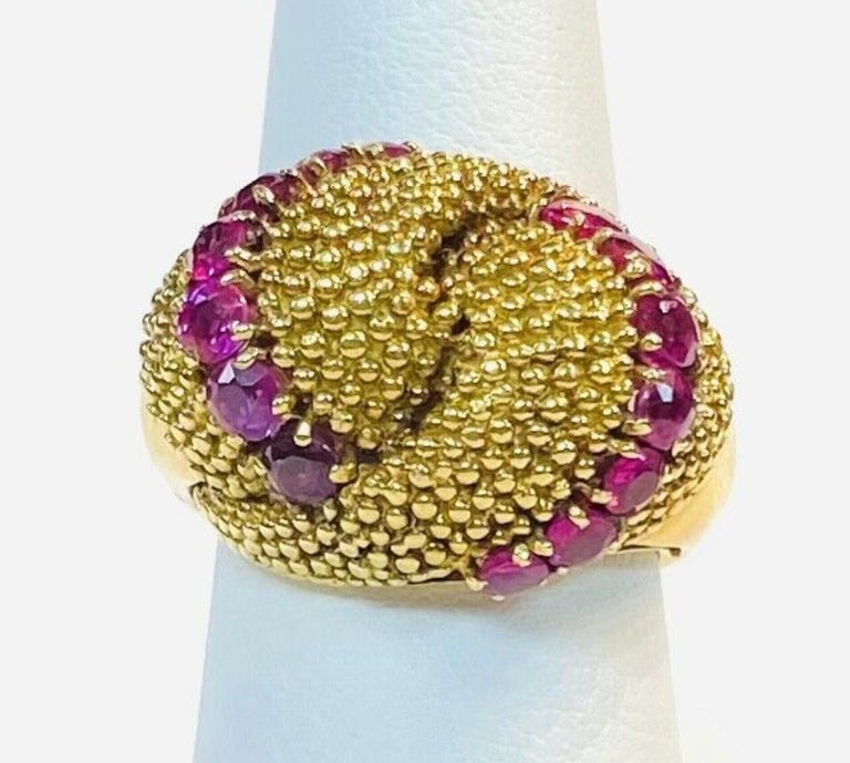 Italian 18K Yellow Gold Ruby Ring For Sale at 1stDibs