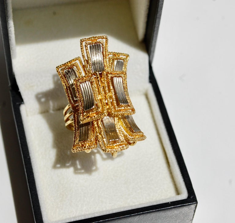 Italian 18KG Pagoda Annaratone and Magyary Design Ring For Sale at 1stDibs