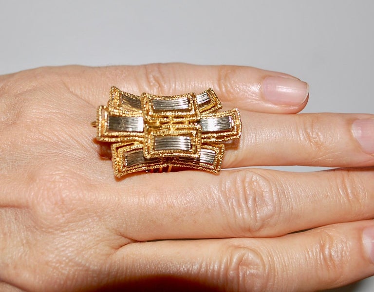Italian 18KG Pagoda Annaratone and Magyary Design Ring For Sale at 1stDibs
