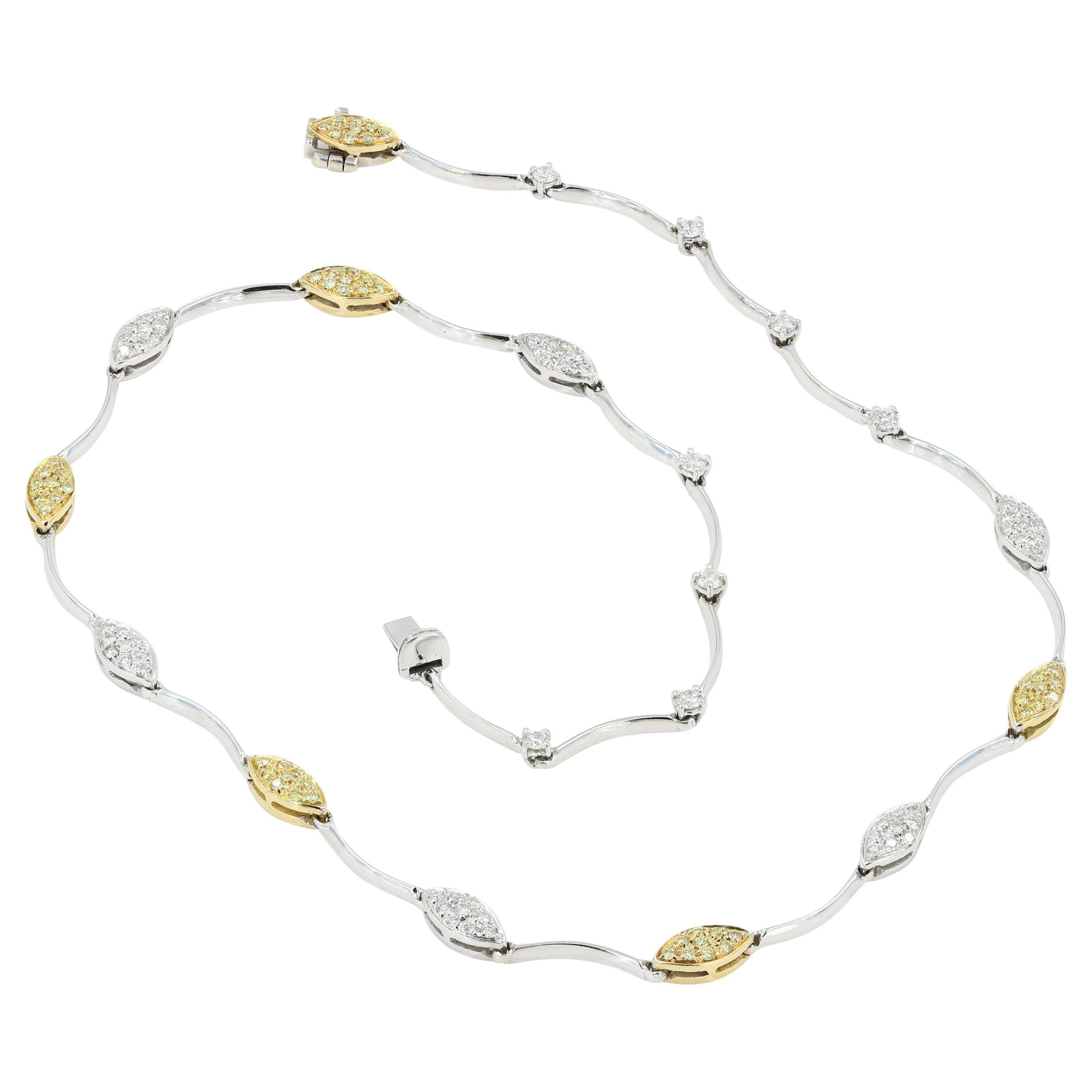 Italian 18kt White and Yellow Gold Necklace with Natural Yellow and ...