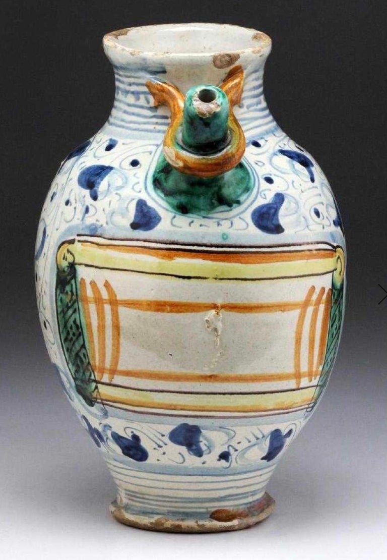 Italian 18th C. Majolica Wet Drug or Syrup Jar For Sale at 1stDibs