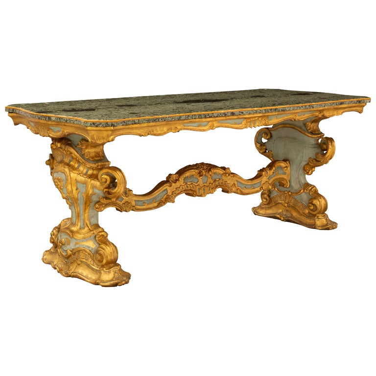 Italian 18th Century Baroque St. Giltwood And Marble Center Table For ...