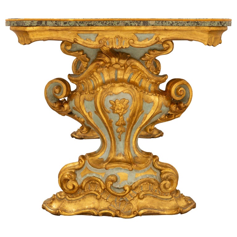 Italian 18th Century Baroque St. Giltwood And Marble Center Table For ...