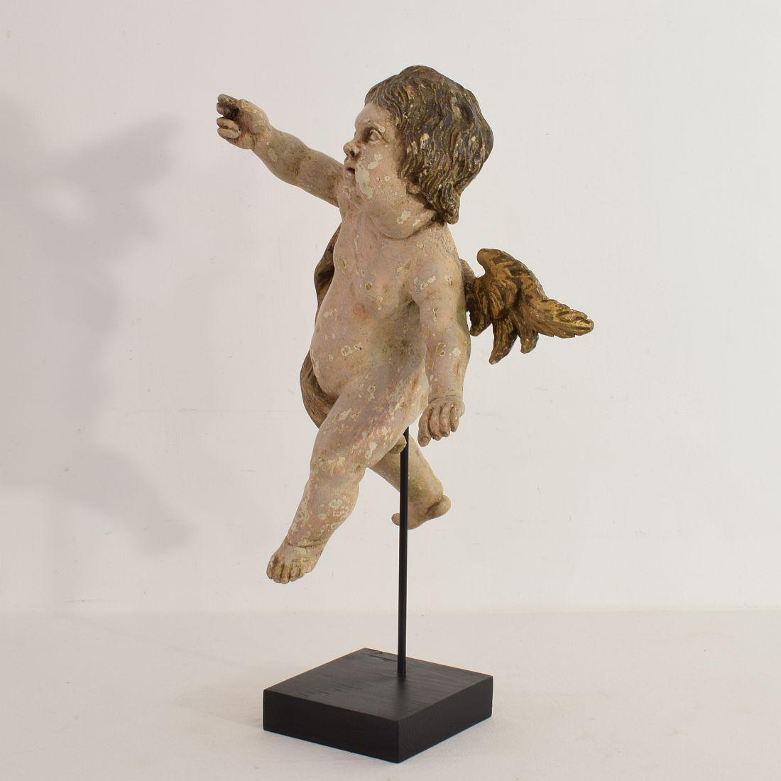 Italian 18th Century Carved Wooden Baroque Angel at 1stDibs