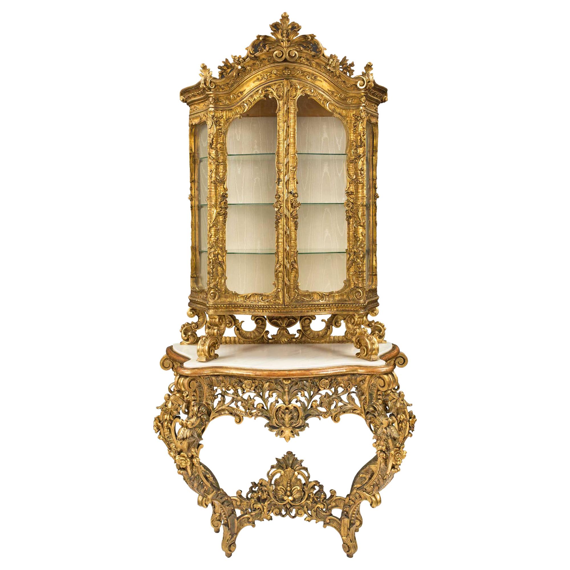 Baroque Display Case Bookcase Walnut, 18th Century at 1stDibs