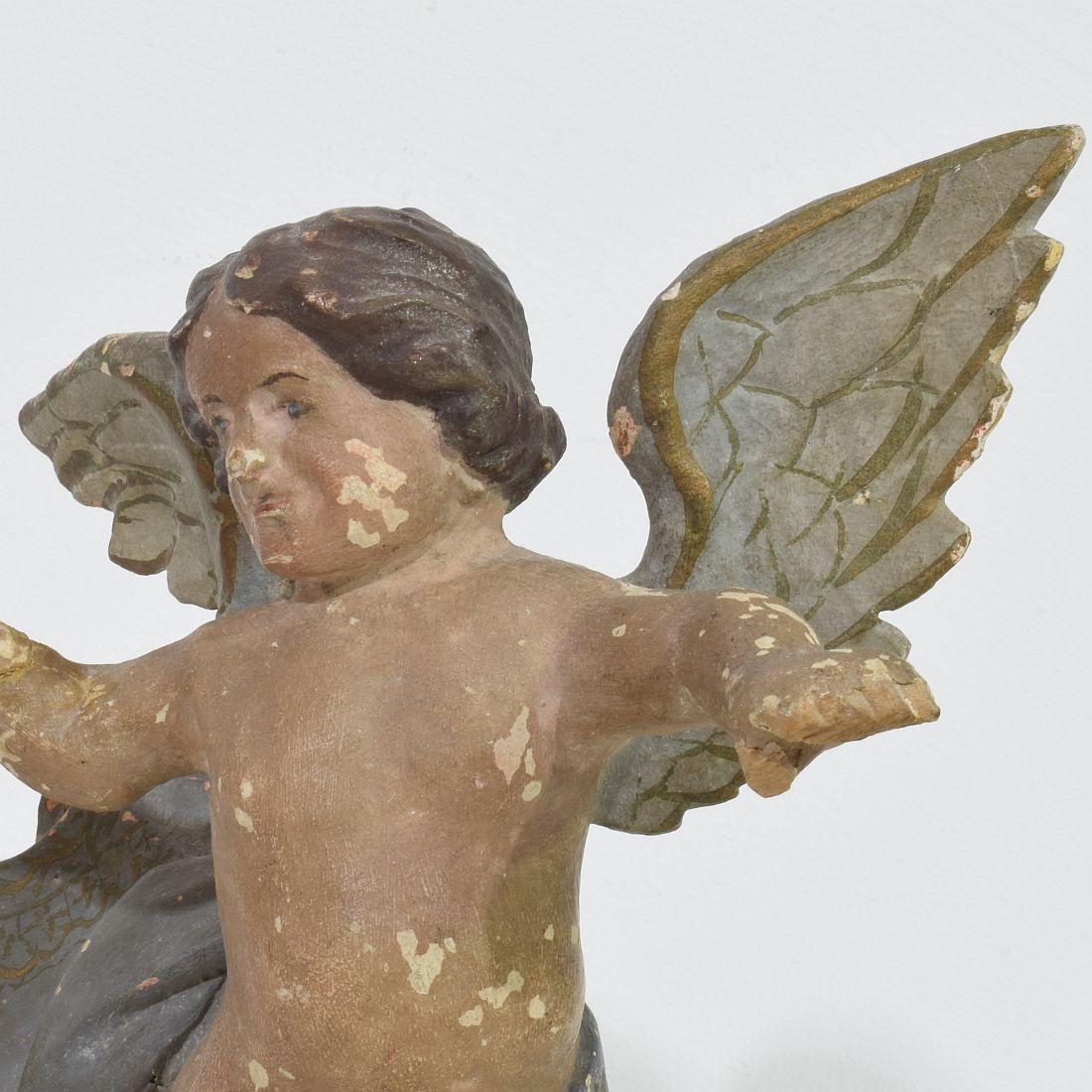 Italian 18th Century Hand Carved Wooden Baroque Angel For Sale at 1stDibs