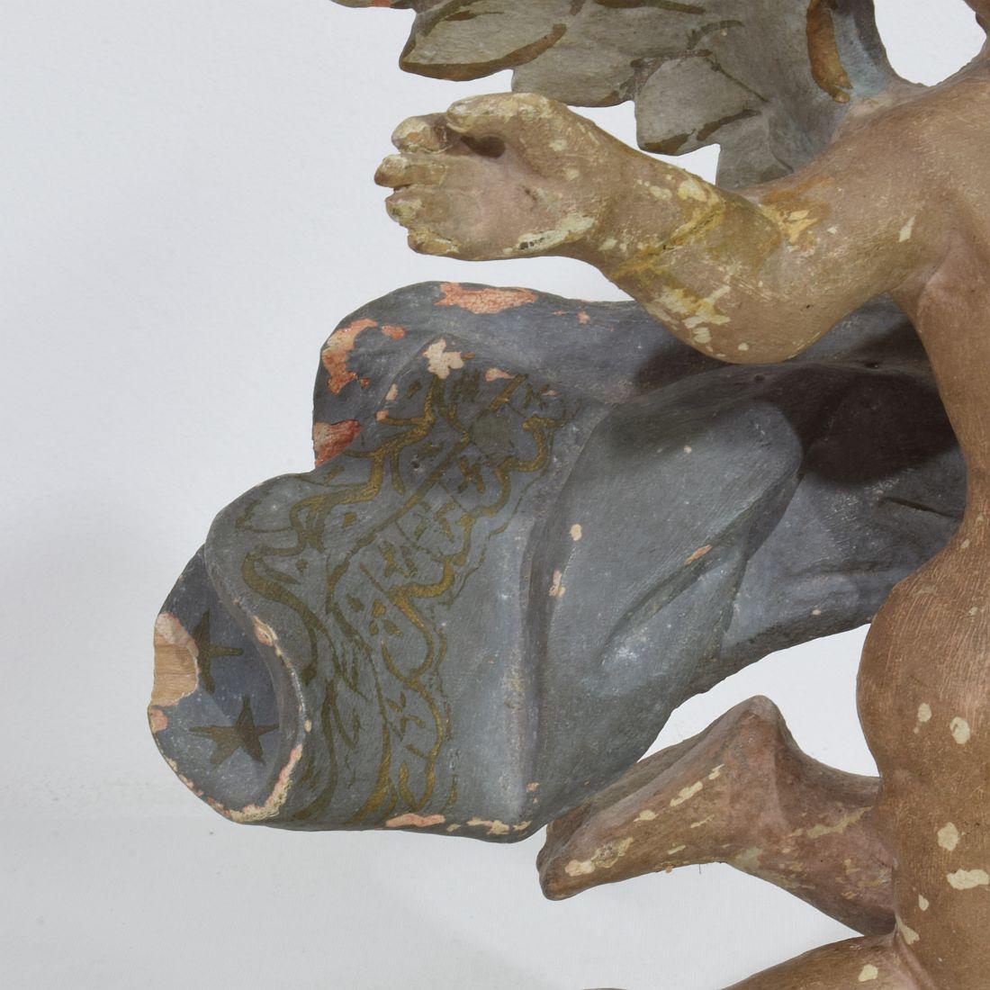Italian 18th Century Hand Carved Wooden Baroque Angel For Sale at 1stDibs