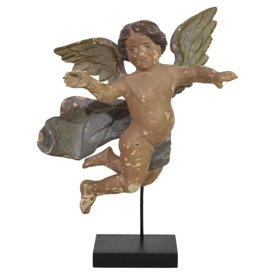 Italian 18th Century Hand Carved Wooden Baroque Angel For Sale at 1stDibs