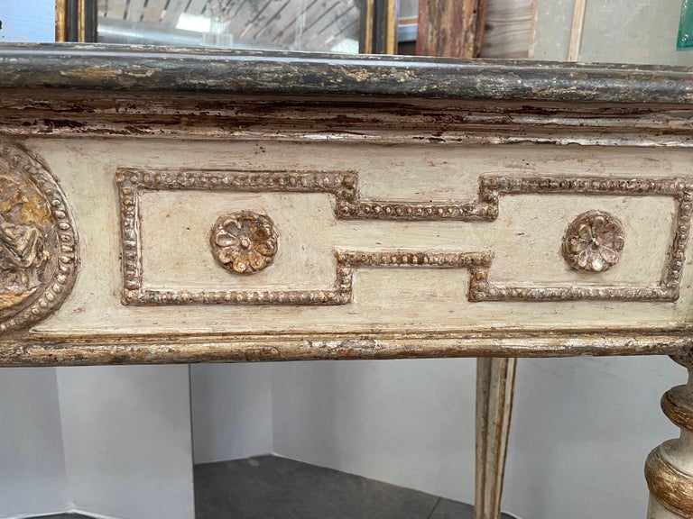 Italian 18th Century Lacquered Cream and Silver Gilt Console from Lucca ...