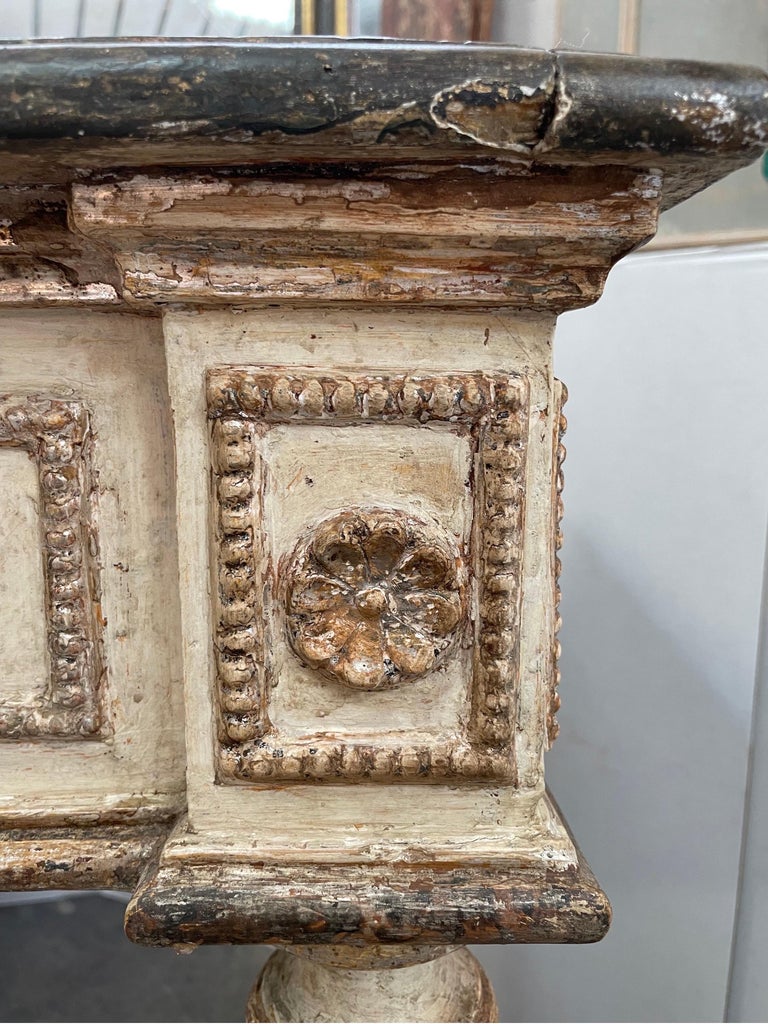 Italian 18th Century Lacquered Cream and Silver Gilt Console from Lucca ...