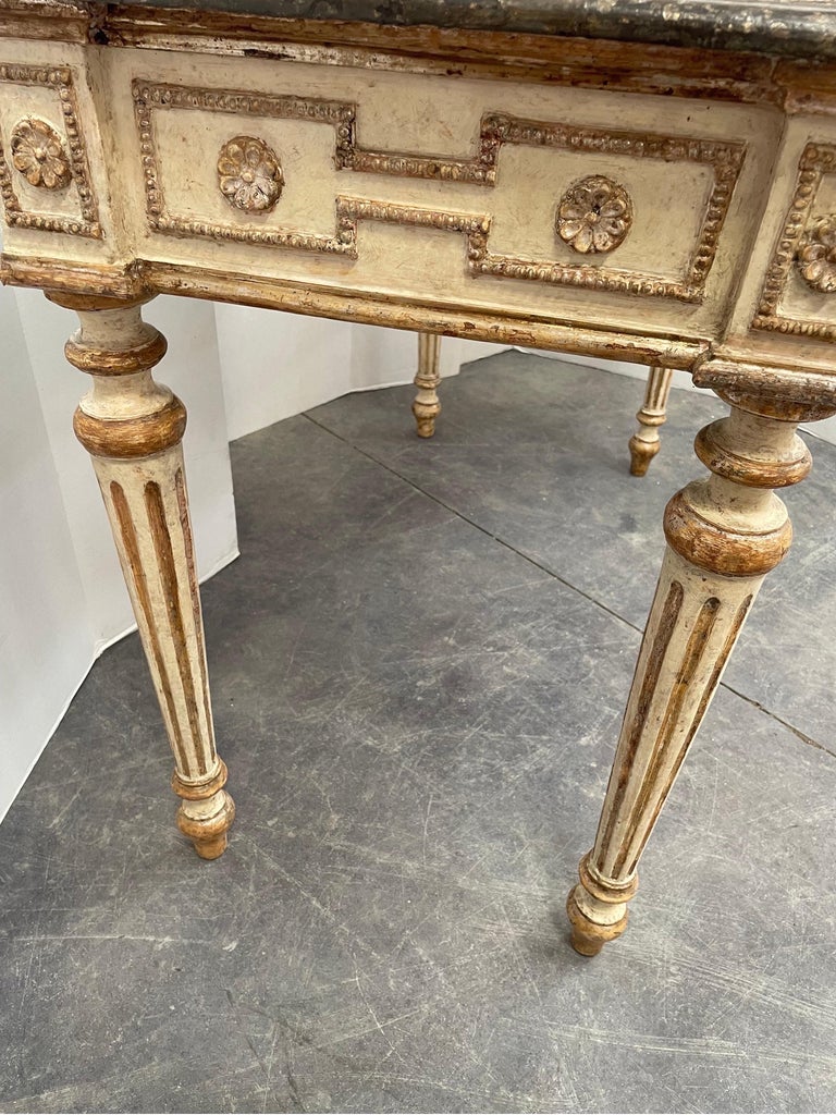 Italian 18th Century Lacquered Cream and Silver Gilt Console from Lucca ...
