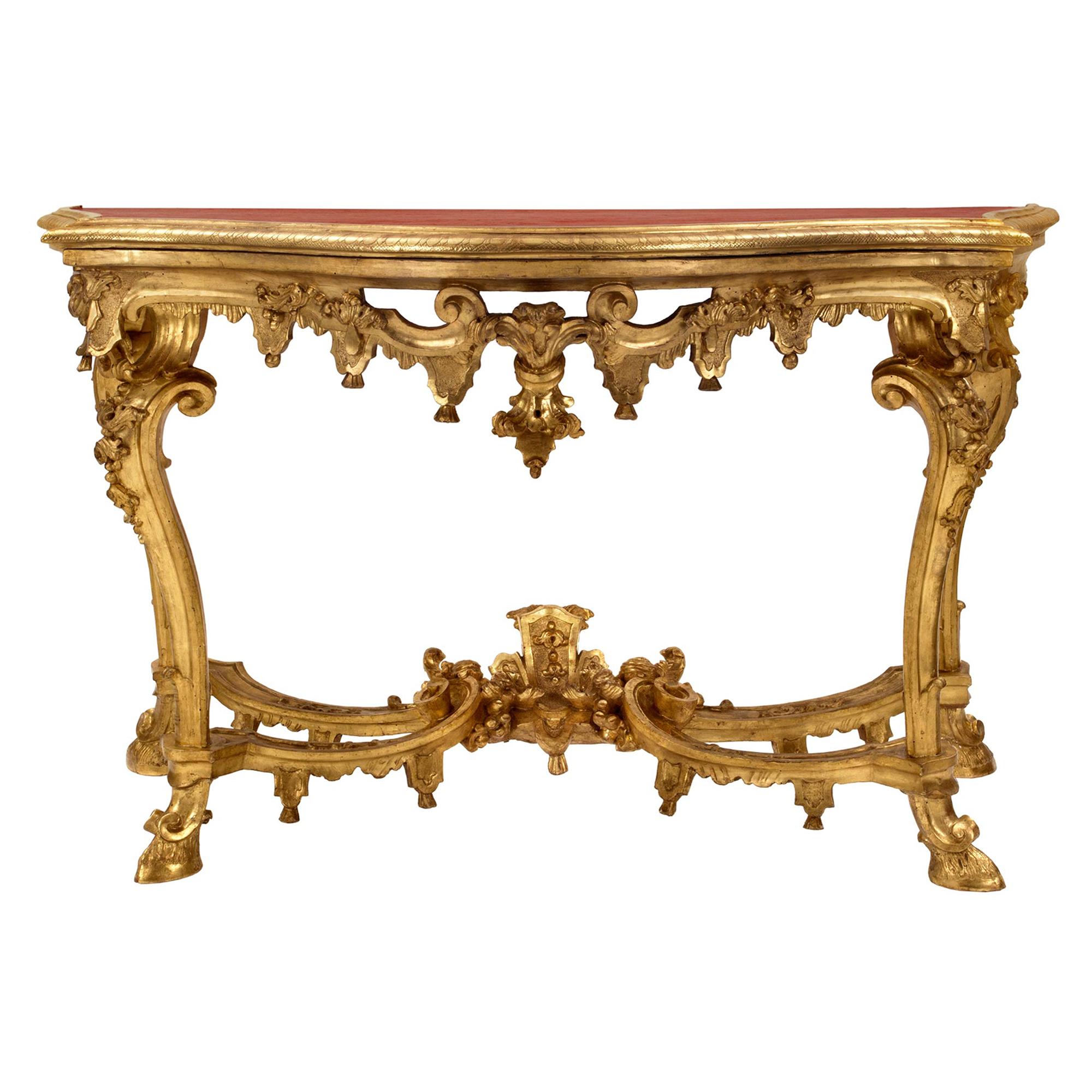 18th Century Louis XIV Large Giltwood Console Table For Sale at 1stDibs