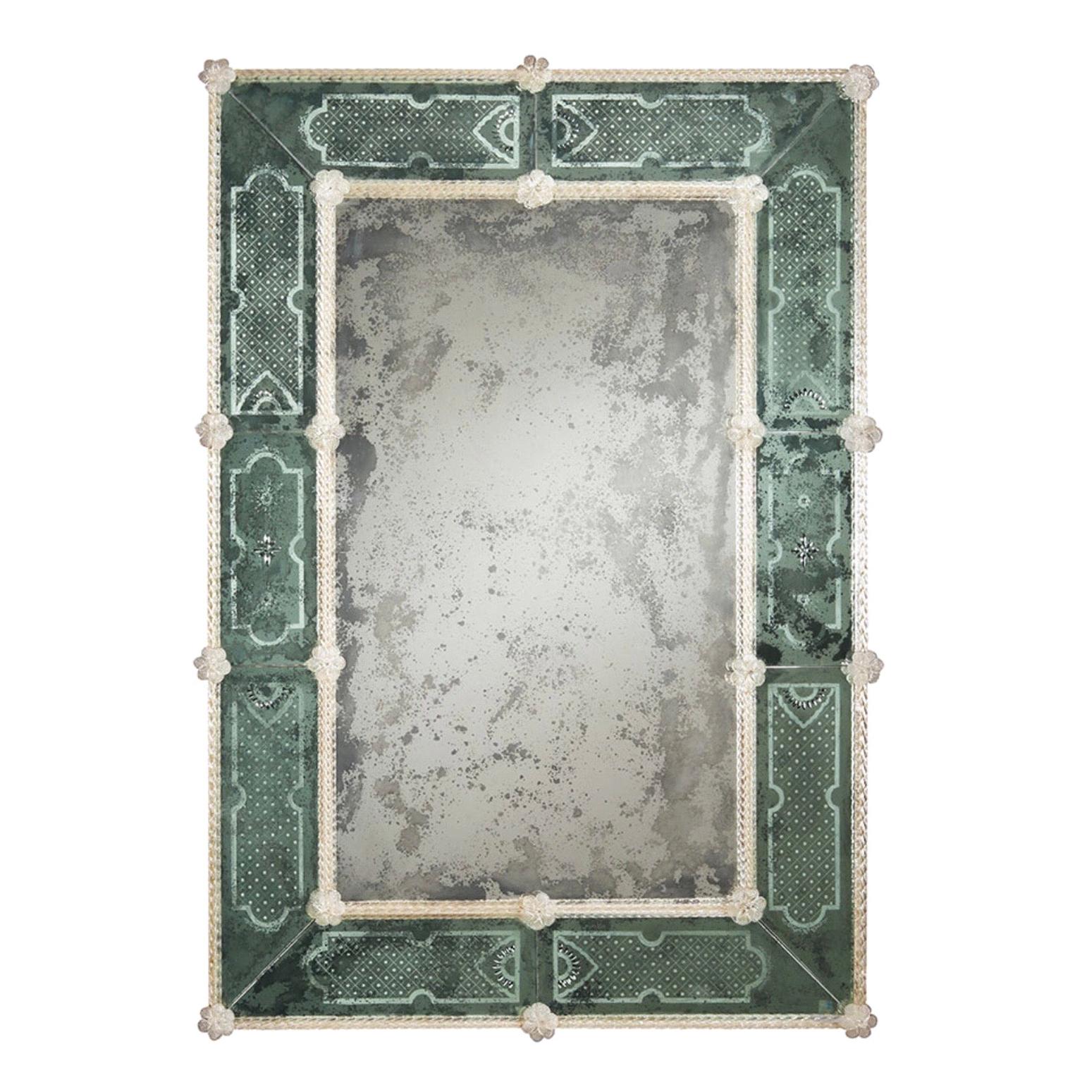 Vintage Venetian Murano Glass Mirror For Sale at 1stDibs