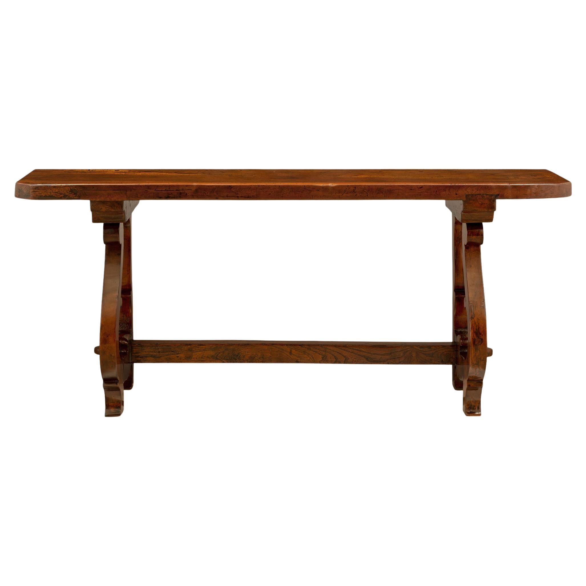 18th Century Italian Antique Freestanding Walnut Console Table, Tuscan ...