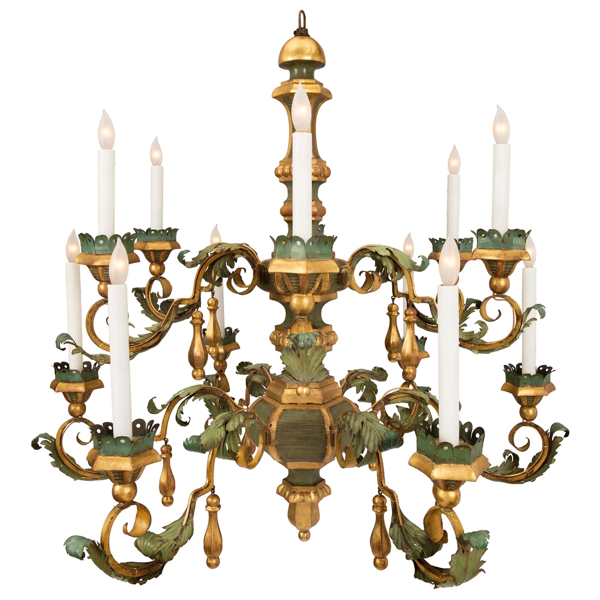 Large Tuscan Walnut Chandelier For Sale at 1stDibs