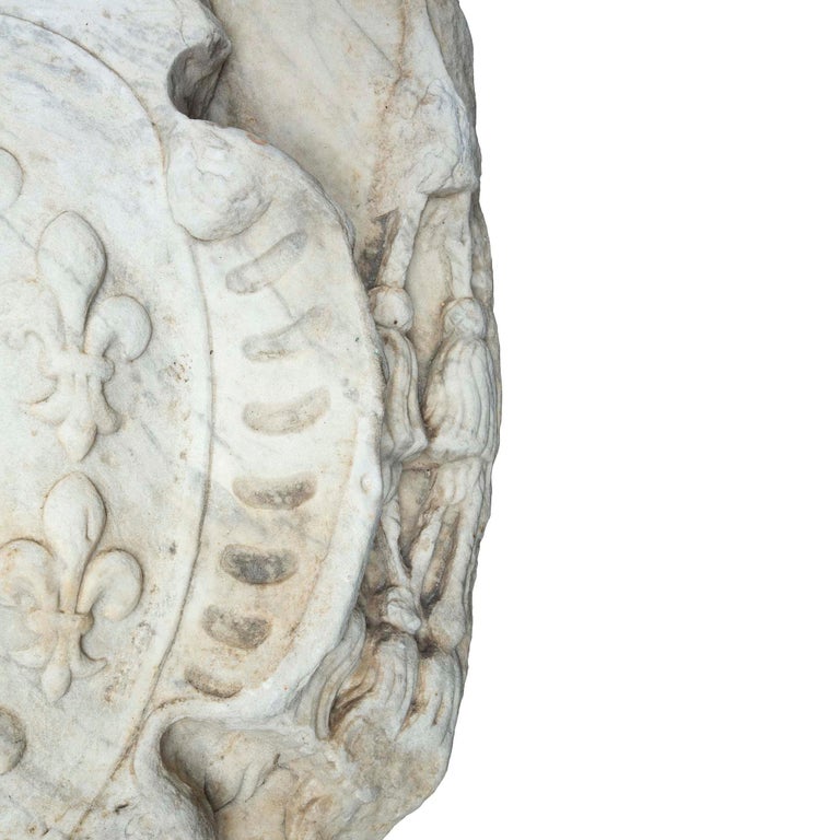 Italian 18th Century White Carrara Marble Crest of the Farnese Family ...