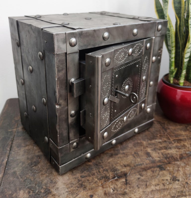 Italian 18th Century Wrought Iron Studded Antique Safe Strong Box at ...