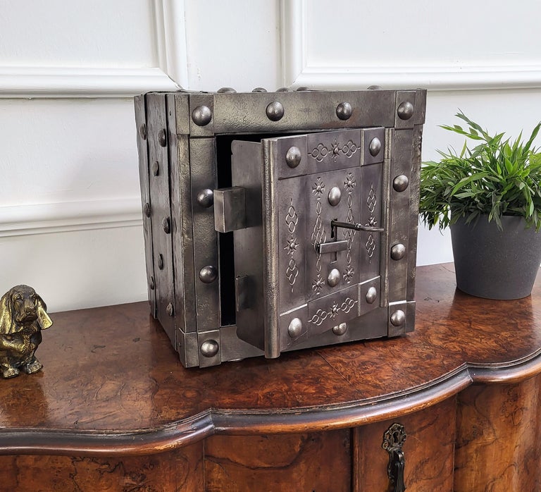 Italian 18th Century Wrought Iron Studded Antique Safe Strong Box at ...