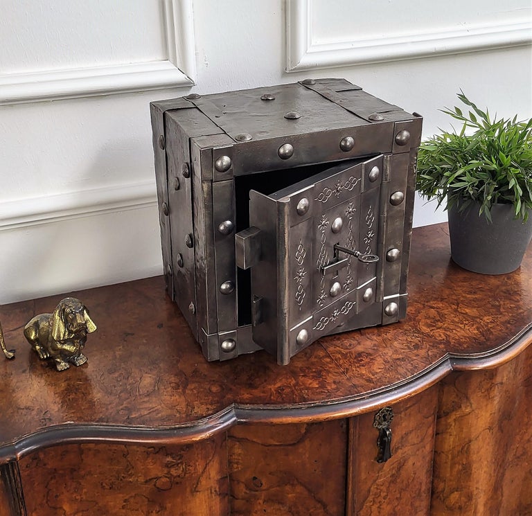 Italian 18th Century Wrought Iron Studded Antique Safe Strong Box at ...