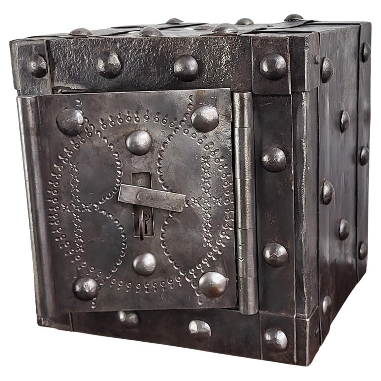 Italian 18th Century Wrought Iron Studded Antique Safe Strong Box at ...