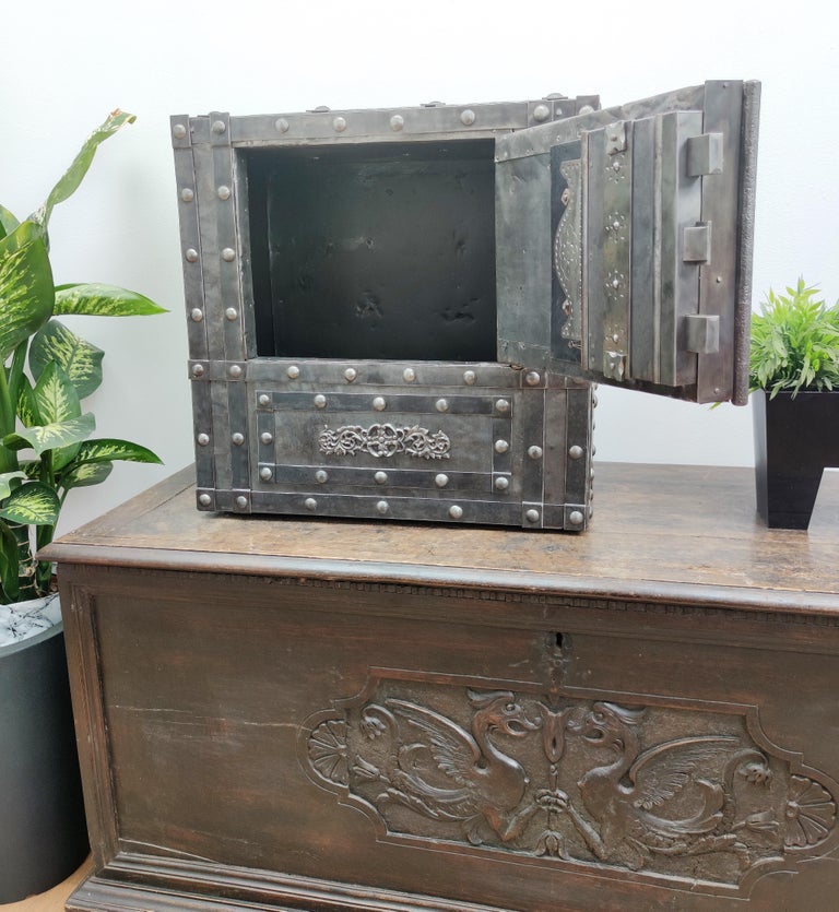 Italian 18th Century Wrought Iron Studded Antique Safe Strongbox Dry ...